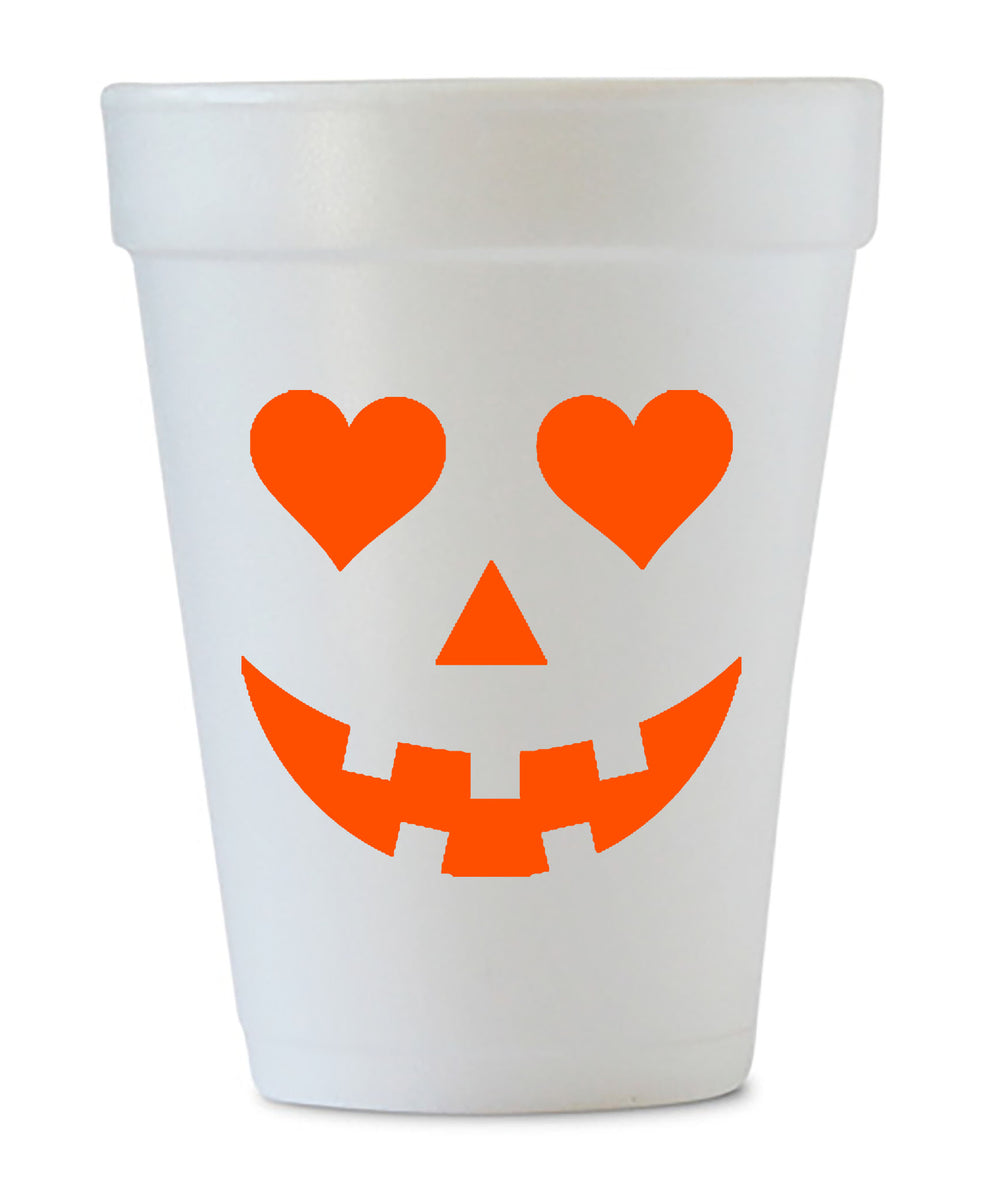 Heart Eyes Jack O Lantern Styrofoam Cups - Orange – Hello Harper